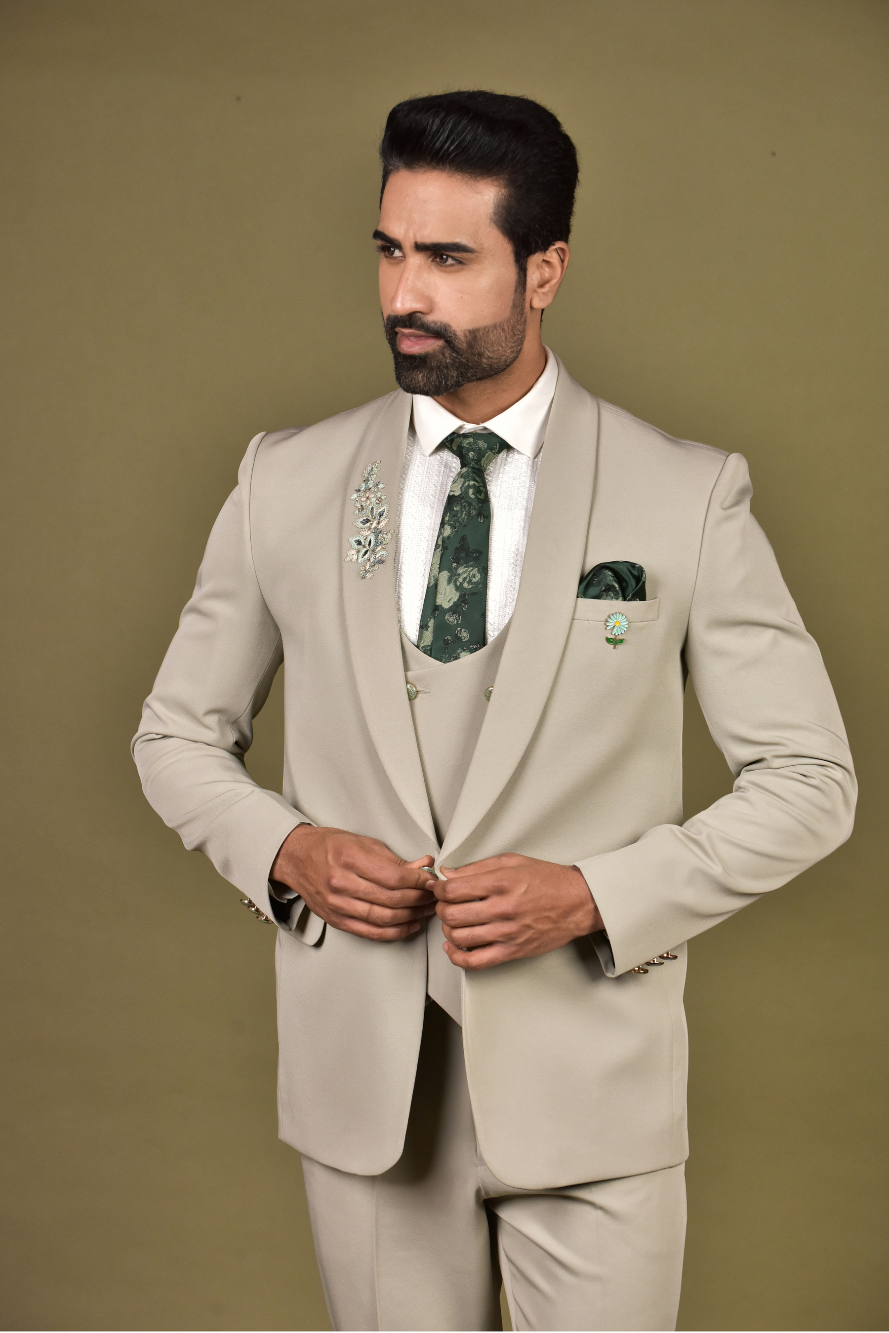 Pista Color Embroidery Suits for Men