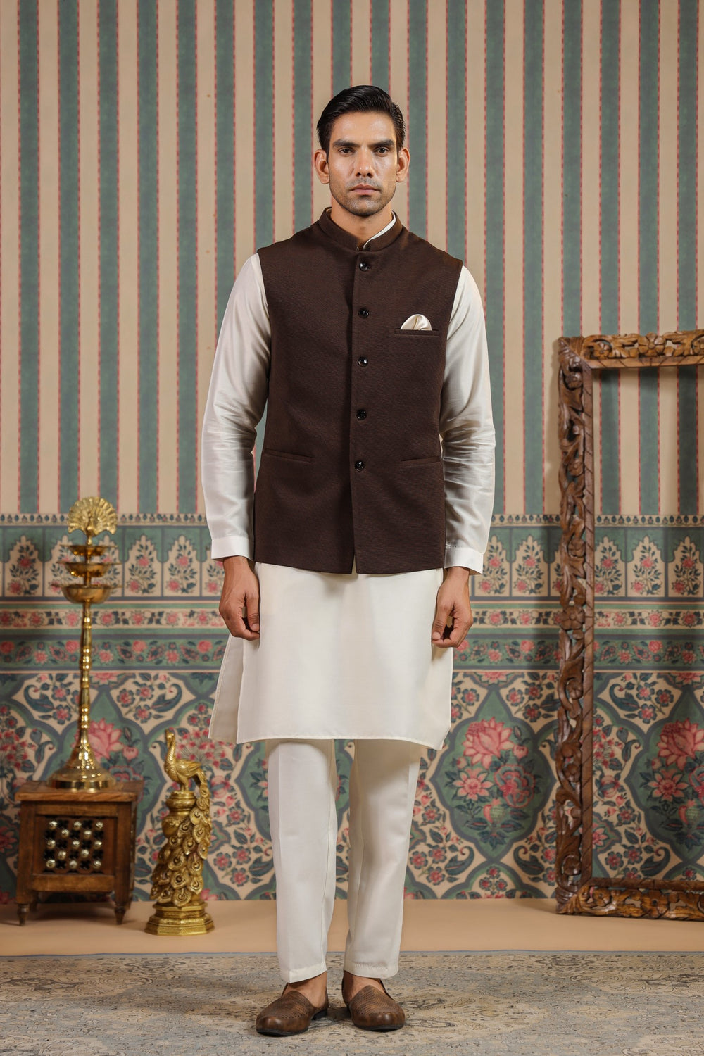 Buy Premium Brown Formal Waist Coat For Men Online | Cityvibes