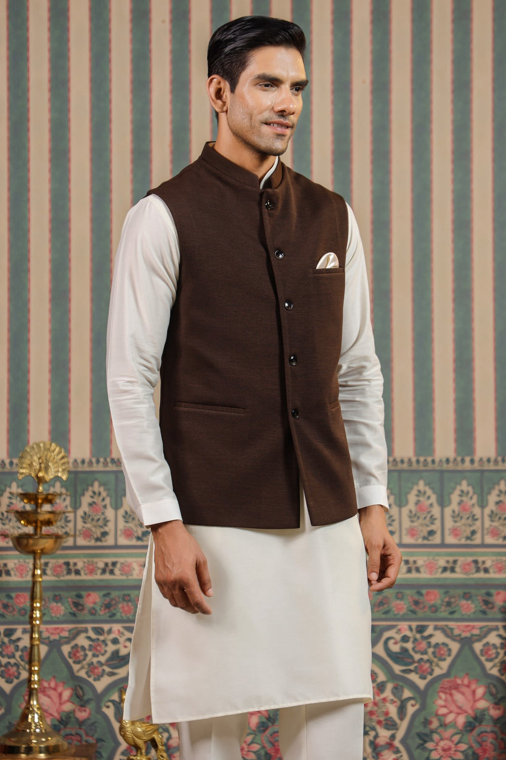 Buy Premium Brown Formal Waist Coat For Men Online | Cityvibes