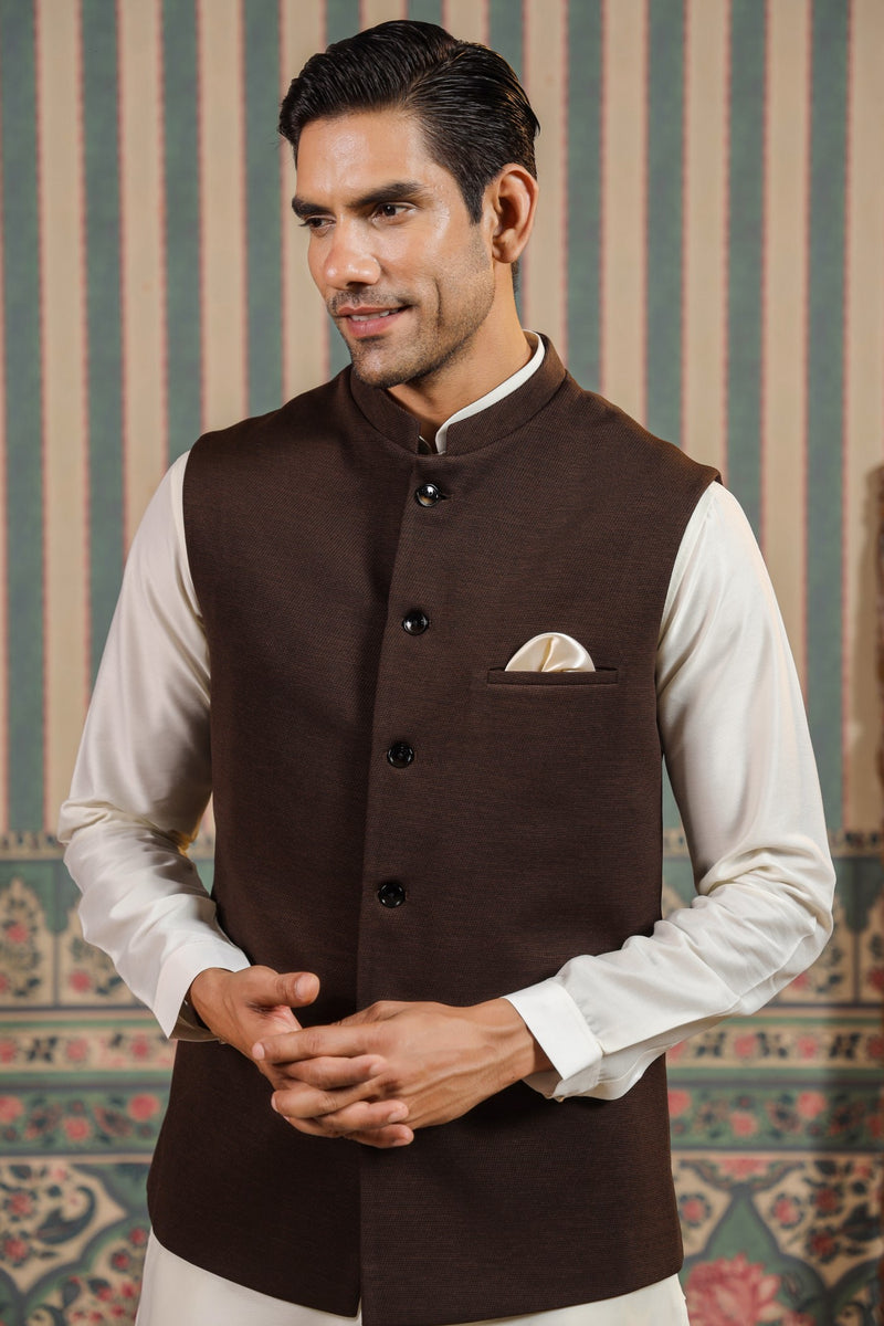 Buy Premium Brown Formal Waist Coat For Men Online | Cityvibes