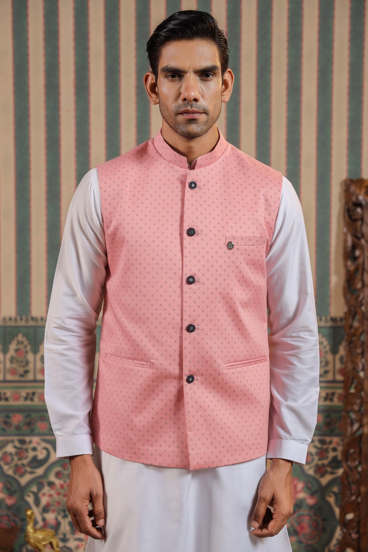 Buy Peach Color Waist Coat For Men Online | Cityvibes