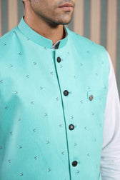 Buy Ferozi Color Waist Coat For Men @ ₹2999 | Cityvibes