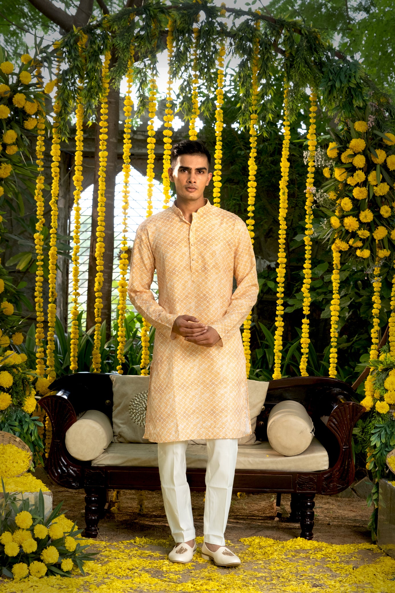 Buy Mustard Color Kurta Pajama Set For Men @ ₹2999 | Cityvibes