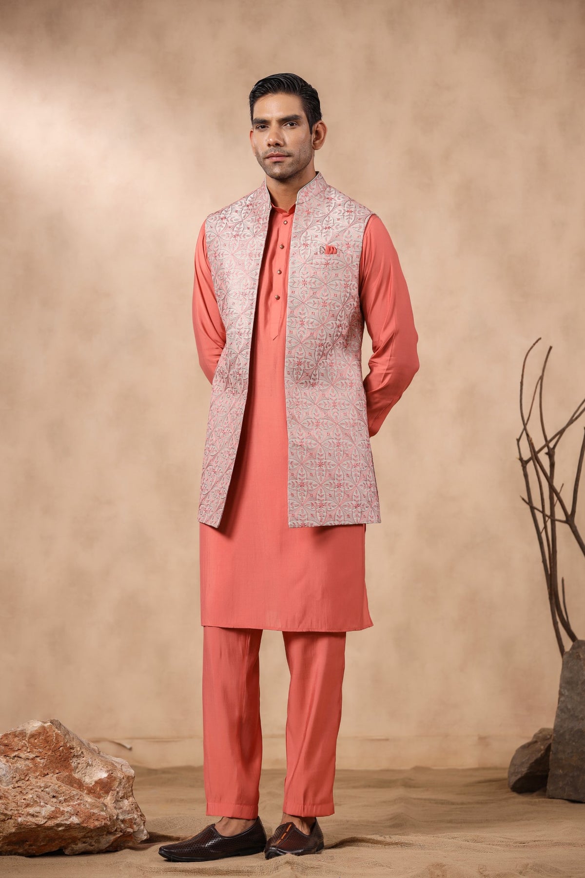 Buy Premium Embroidery Jodhpuri Long Jacket Kurta for Men | Cityvibes